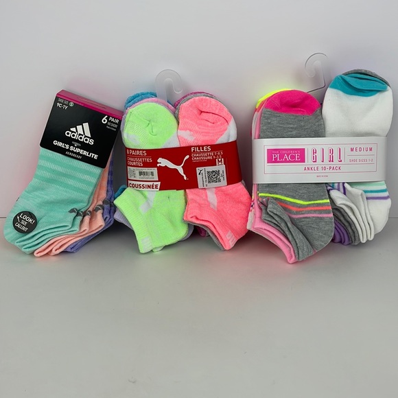 Puma | Accessories | New Lot Of Puma Childrens Place Adidas Ankle Socks ...